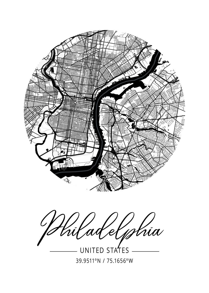 'Philadelphia Area City Map' Poster by Tien Stencil | Displate