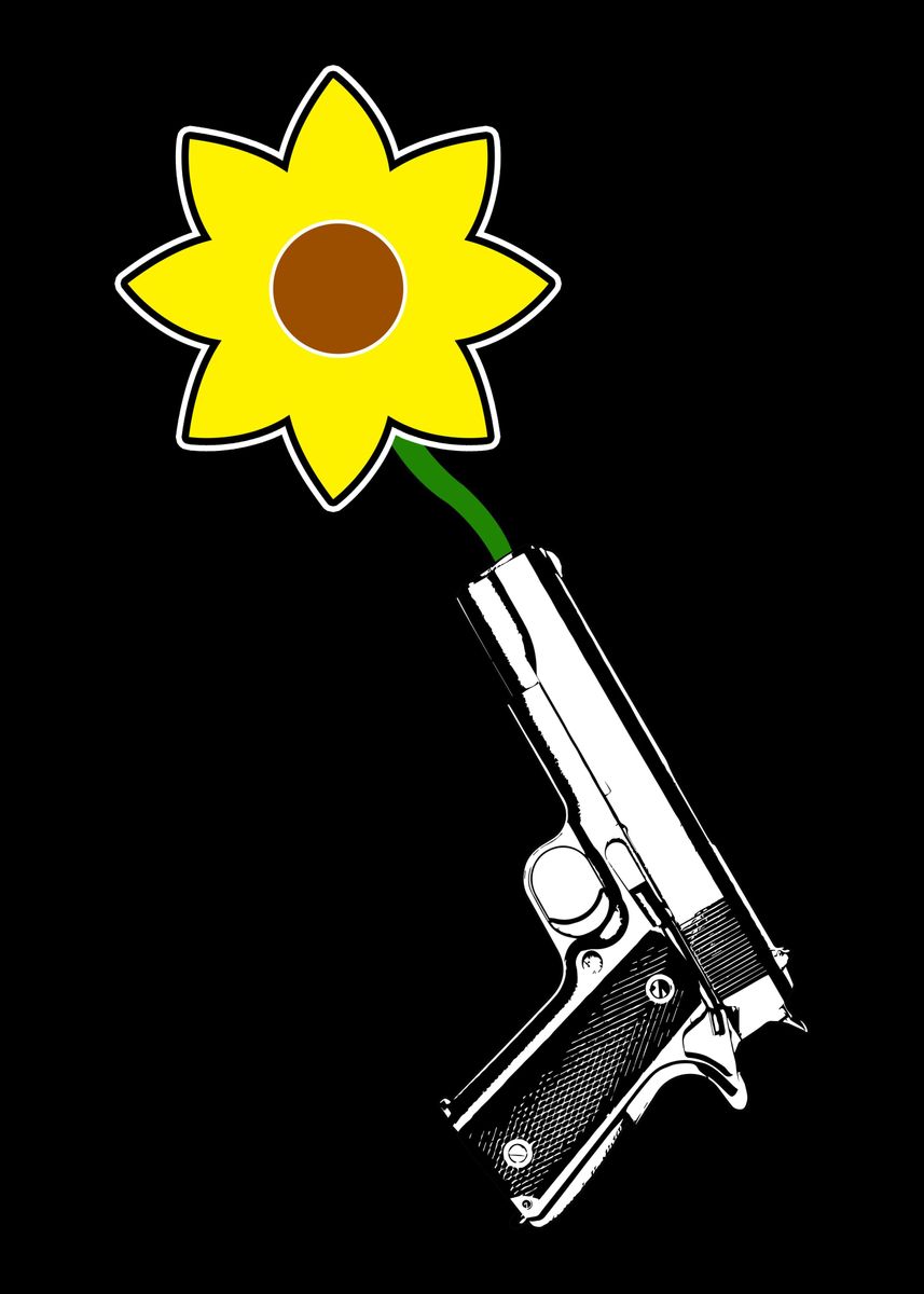 'FLOWER PISTOL ANTI GUN VIO' Poster, picture, metal print, paint by ...