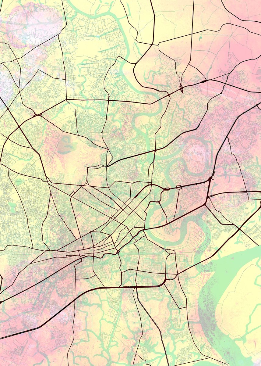 'Ho Chi Minh Street Map' Poster, picture, metal print, paint by Dany ...