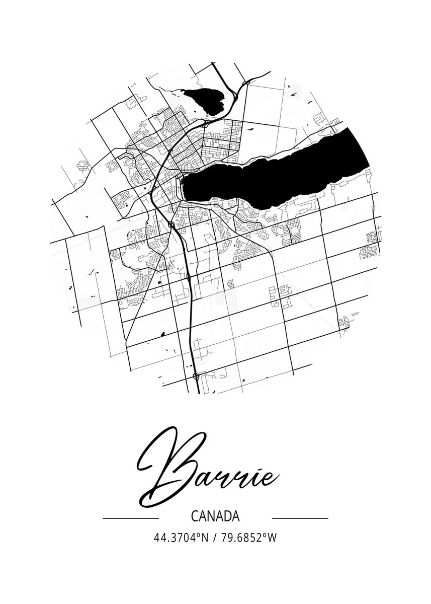 'Barrie Area City Map' Poster, picture, metal print, paint by Tien ...