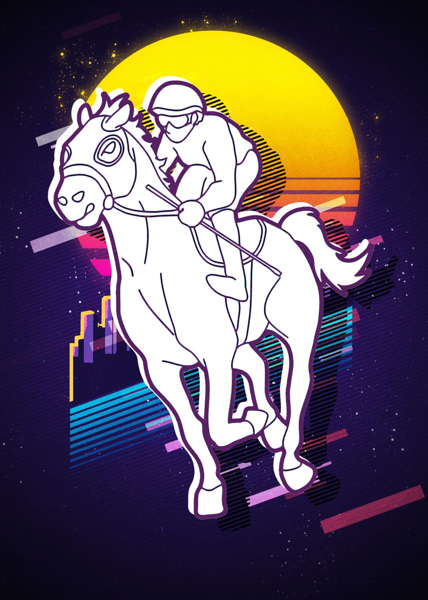 'Horse racing' Poster, picture, metal print, paint by Deleon | Displate