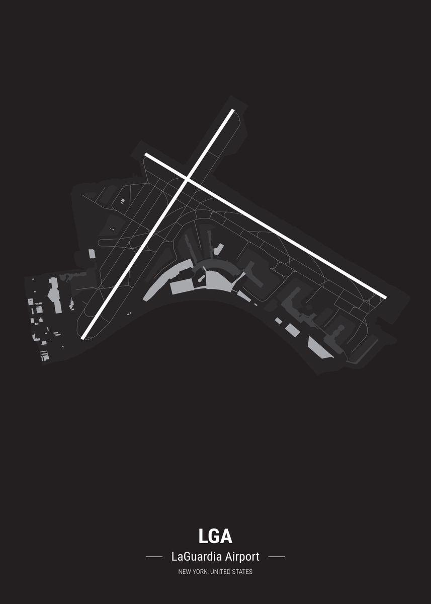 'LaGuardia Airport Map' Poster, picture, metal print, paint by ...