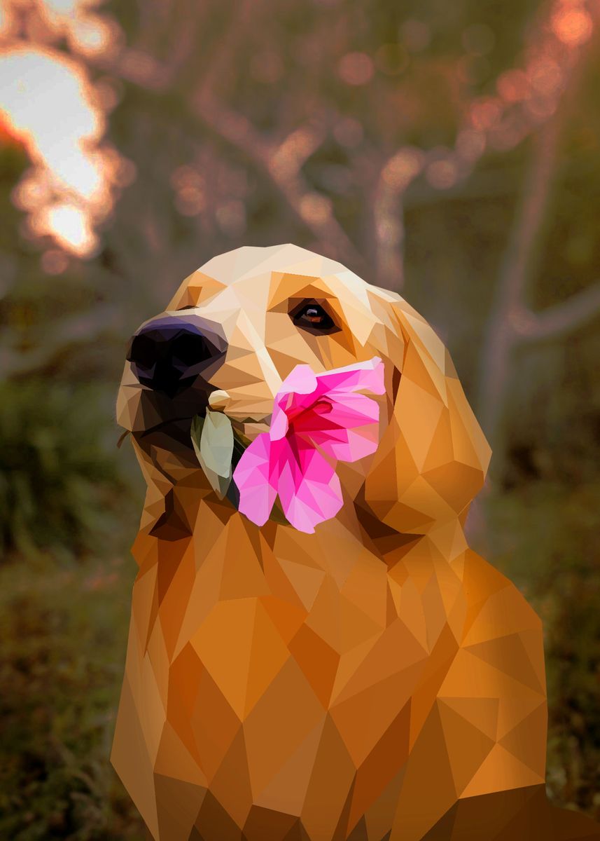 'Dog in Low Poly Style Art' Poster, picture, metal print, paint by ...