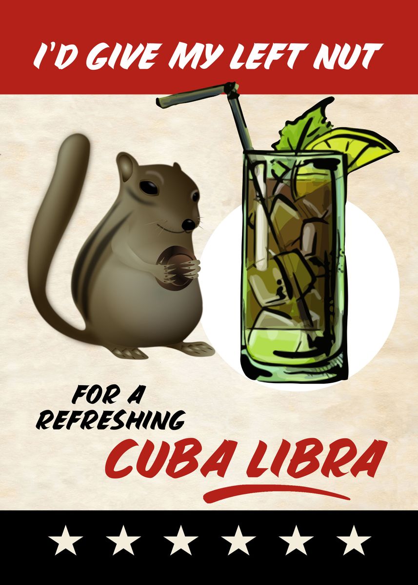 'LEFT NUT CUBA LIBRA' Poster, picture, metal print, paint by Atomic ...