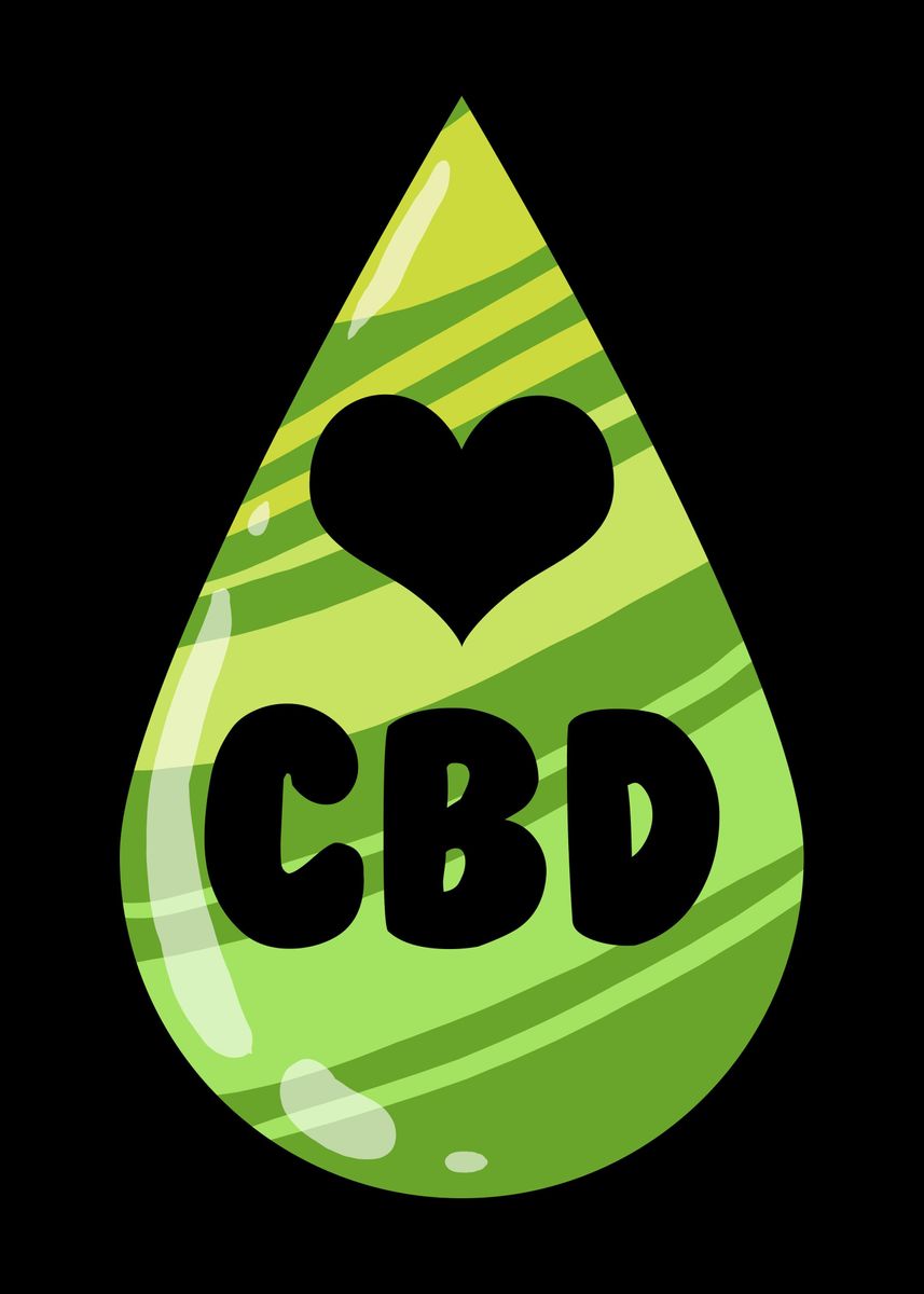 'CBD Oil Drop Heart' Poster, picture, metal print, paint by BoredKoalas ...