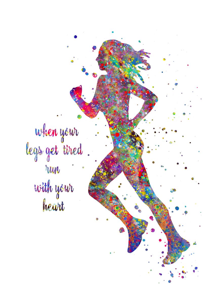 'Running woman ' Poster, picture, metal print, paint by RosaliasArt ...