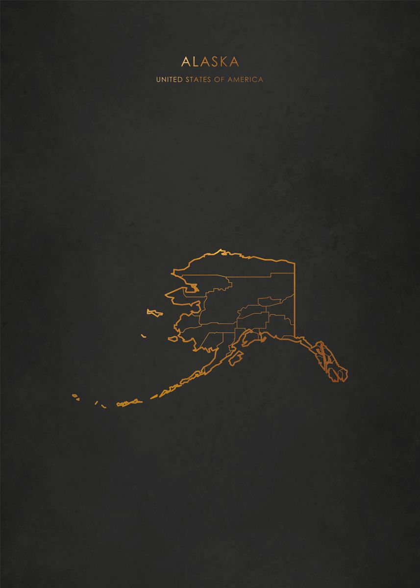 'Gold Alaska State Map' Poster by Alo | Displate