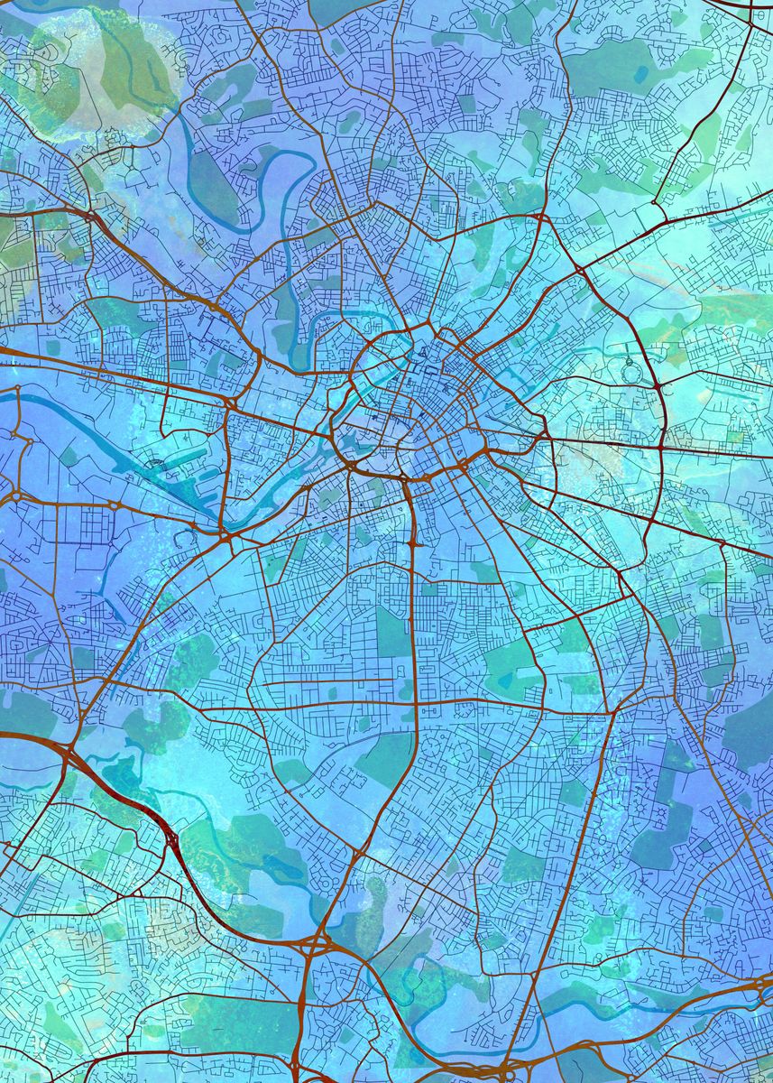 'Manchester Street Map' Poster, picture, metal print, paint by Dany ...