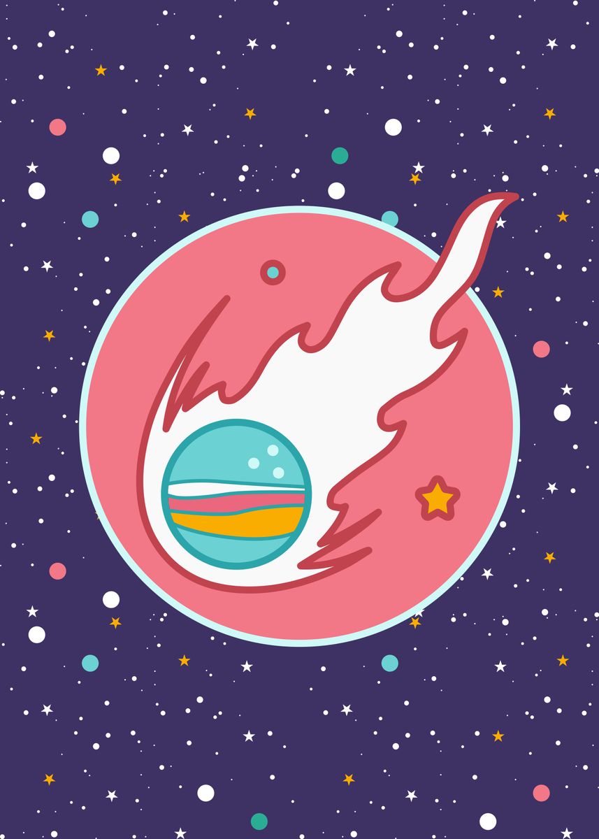 'Pink Comet Space Stars' Poster, picture, metal print, paint by Tony ...