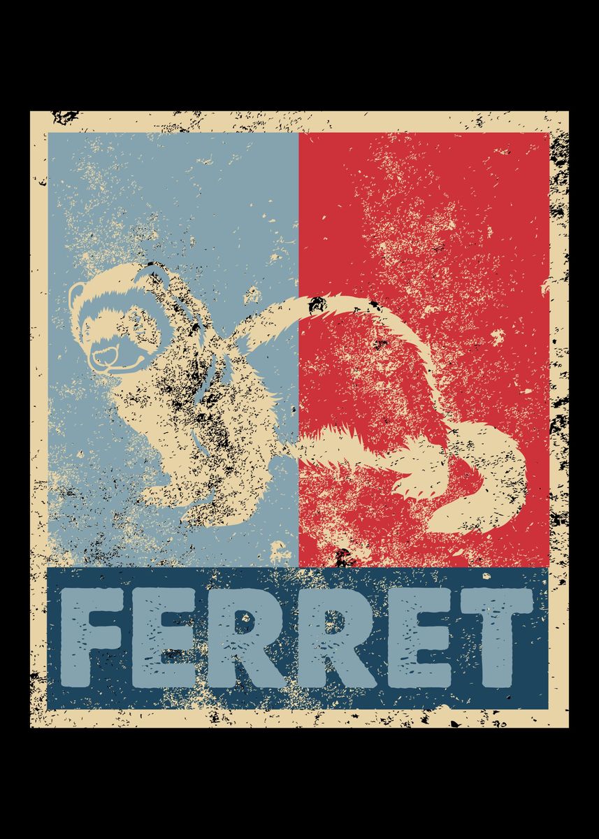 'Ferret' Poster, picture, metal print, paint by Stefanie Herrmann ...