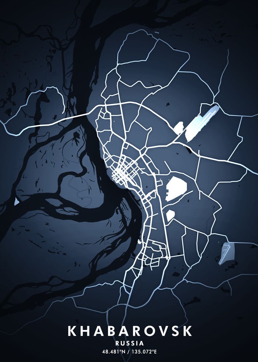 ' Khabarovsk Map Posters' Poster, picture, metal print, paint by Merah ...