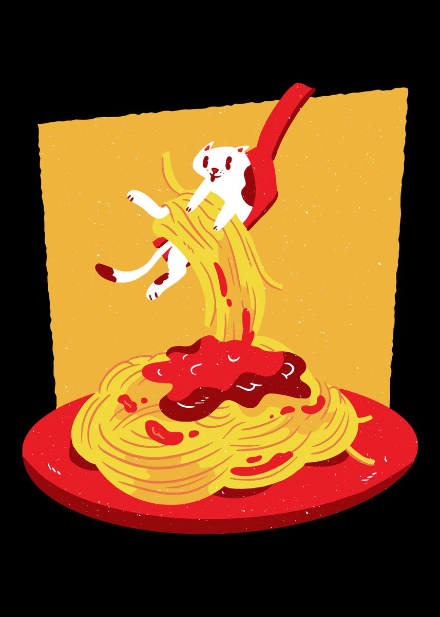 'Pasta cat' Poster by Stefanie Herrmann | Displate