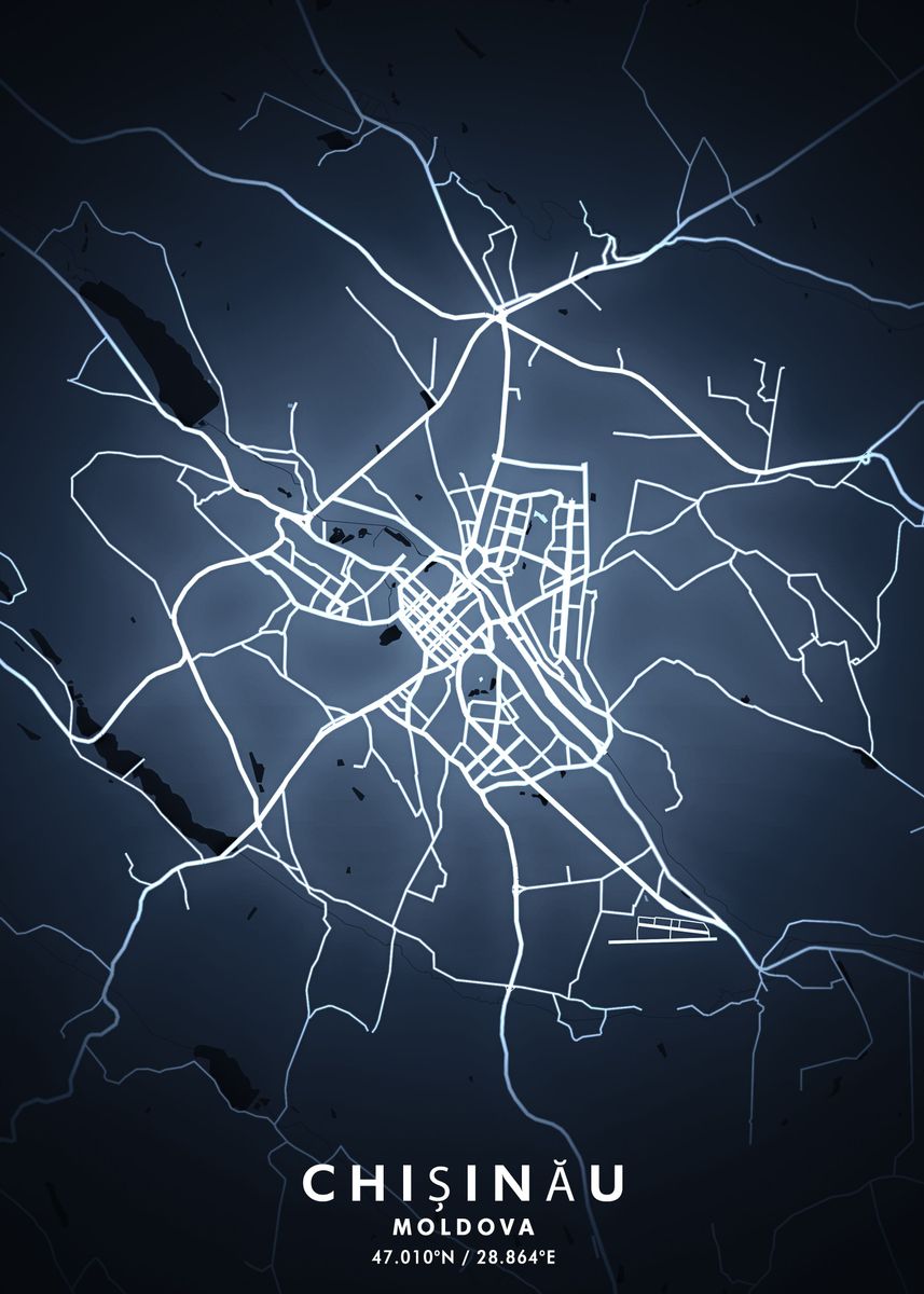 'Chisinau Map Posters' Poster, picture, metal print, paint by Merah ...