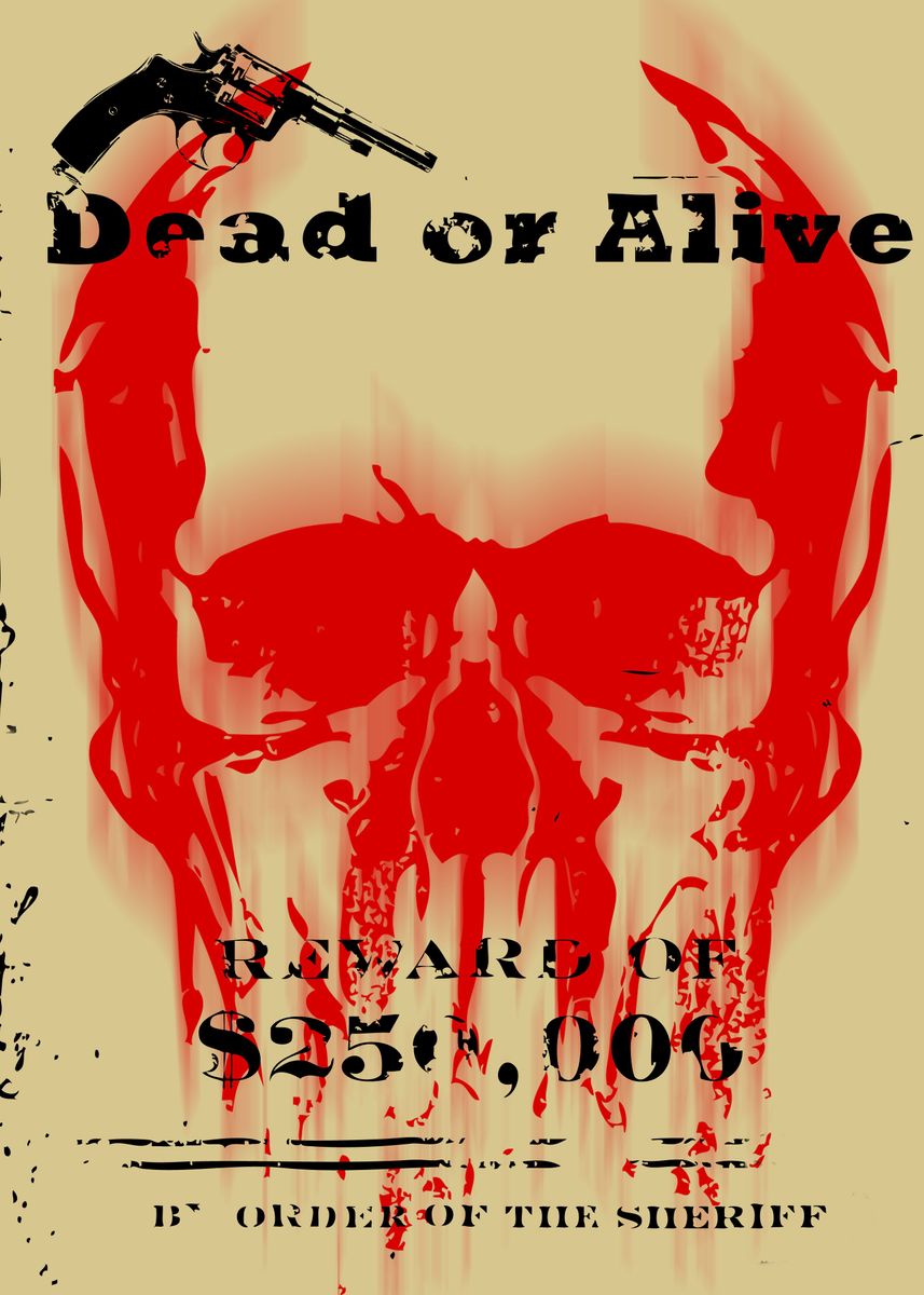 'red skull wanted' Poster, picture, metal print, paint by luigi ...