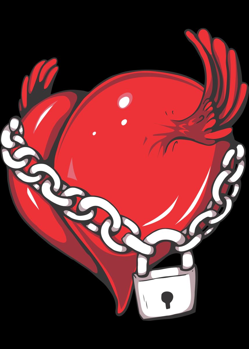 'Heart Wing Lock' Poster, picture, metal print, paint by ...