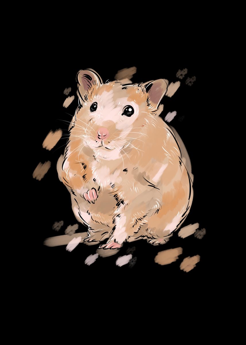 'Golden Hamster Portrait' Poster, picture, metal print, paint by ...