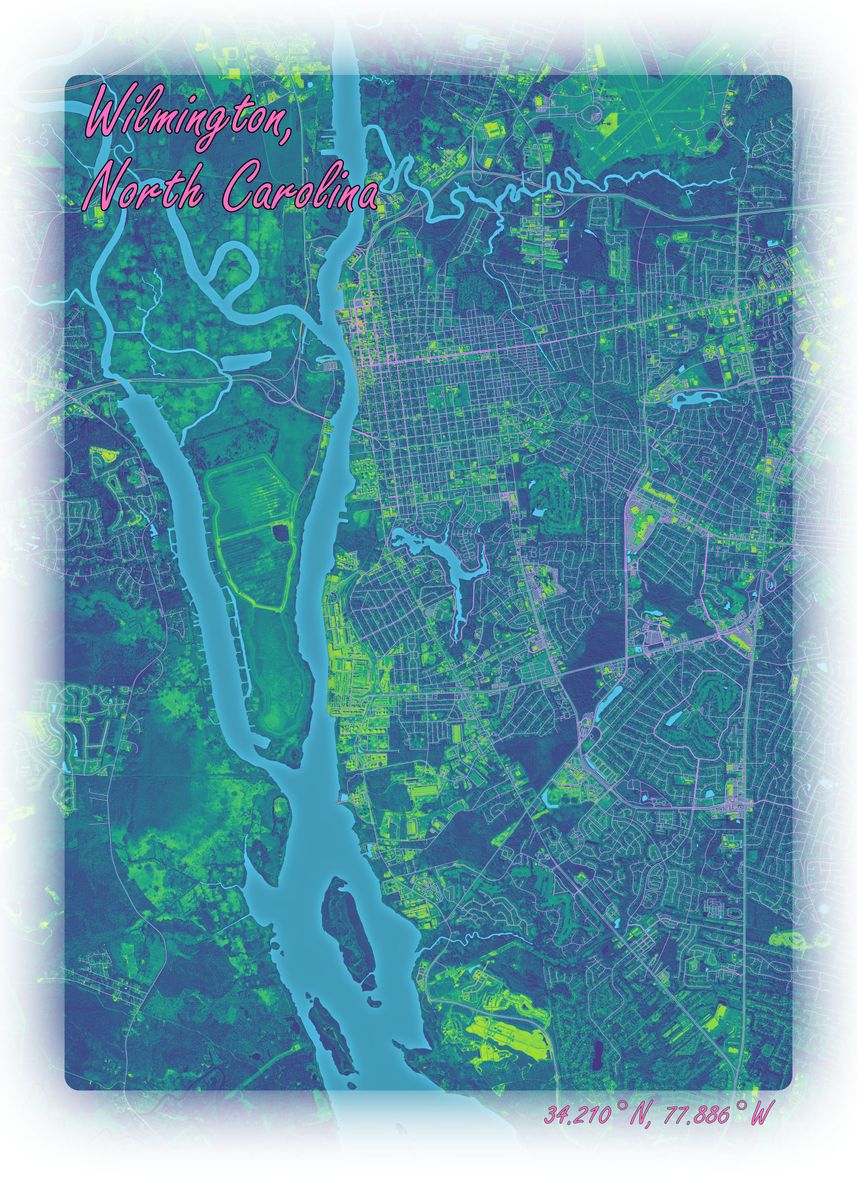 'Wilmington Map V1' Poster, picture, metal print, paint by Nolan | Displate