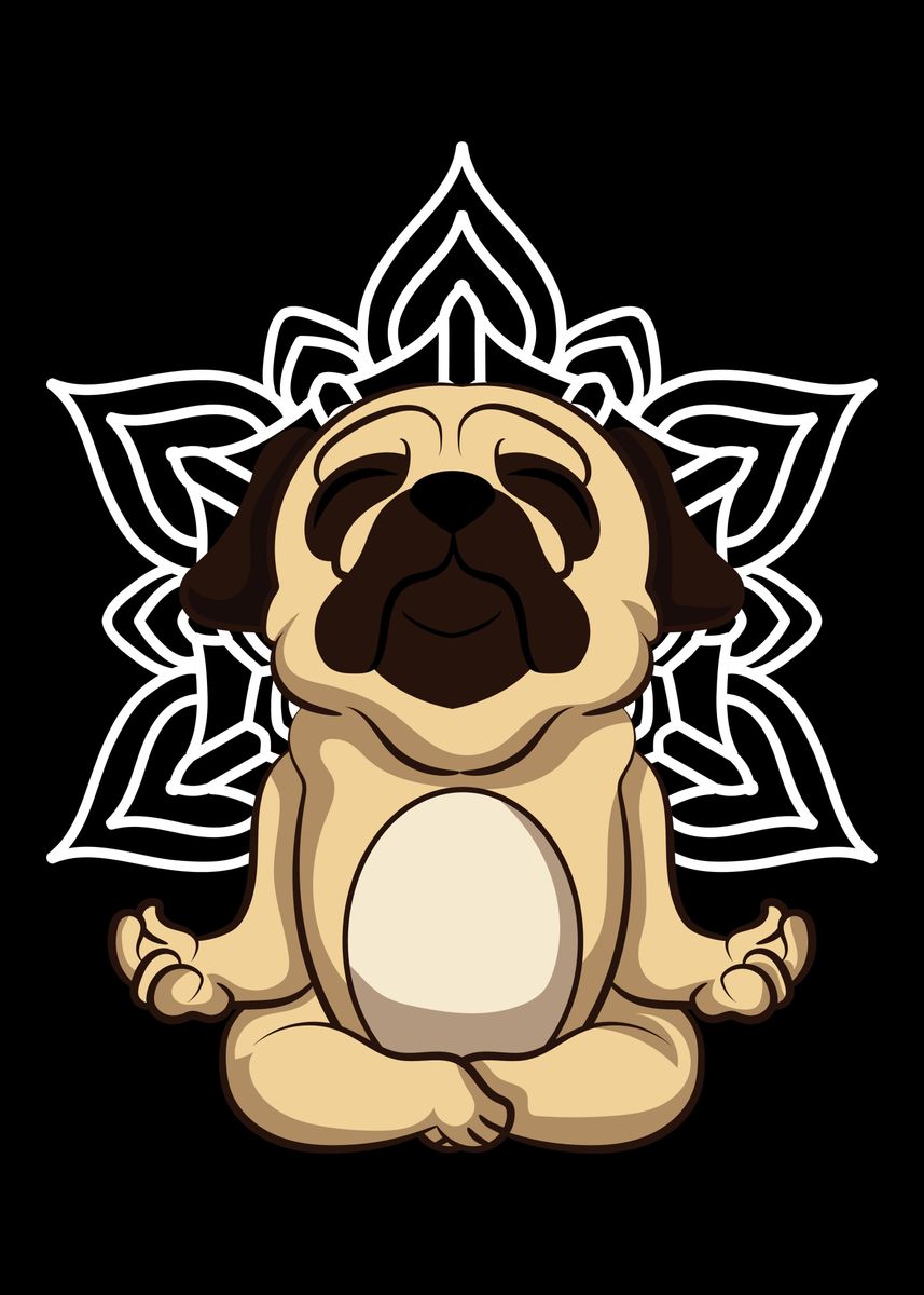 'Namaste Dog Yoga ' Poster, picture, metal print, paint by QQnicorn ...