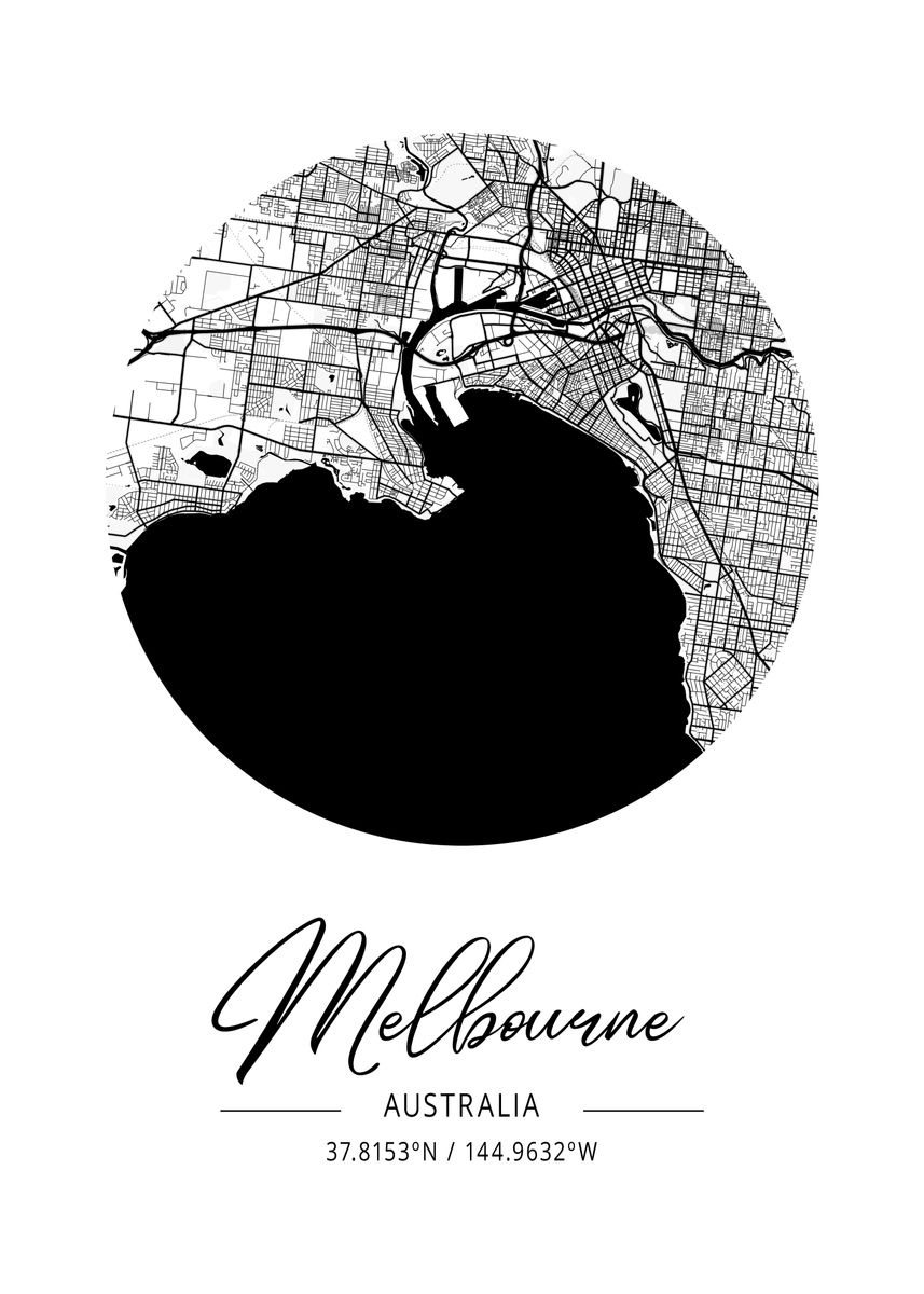 'Melbourne Area City Map' Poster, picture, metal print, paint by Tien ...