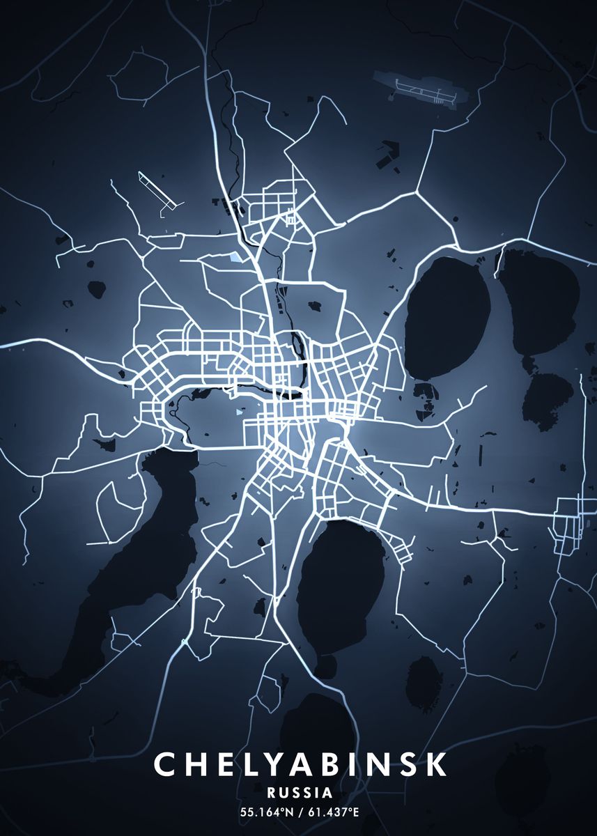 'Chelyabinsk Map Posters' Poster, picture, metal print, paint by Merah ...