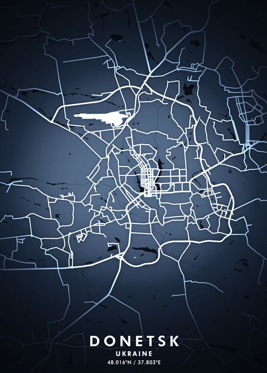 'Donetsk Map Posters' Poster, picture, metal print, paint by Merah ...