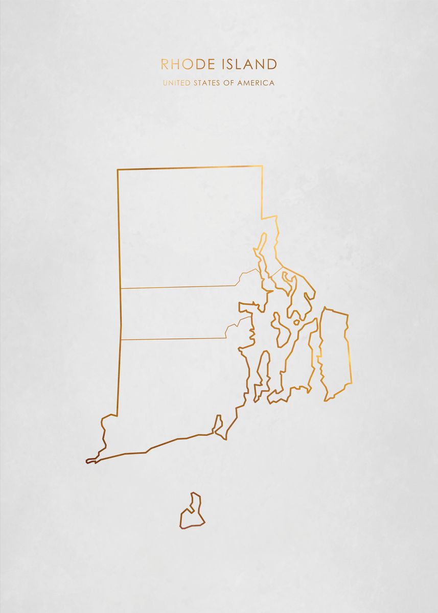 'Gold Rhode Island Map' Poster, picture, metal print, paint by aio ...