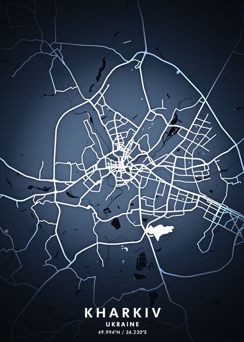 'Kharkiv Map Posters' Poster, picture, metal print, paint by Merah ...