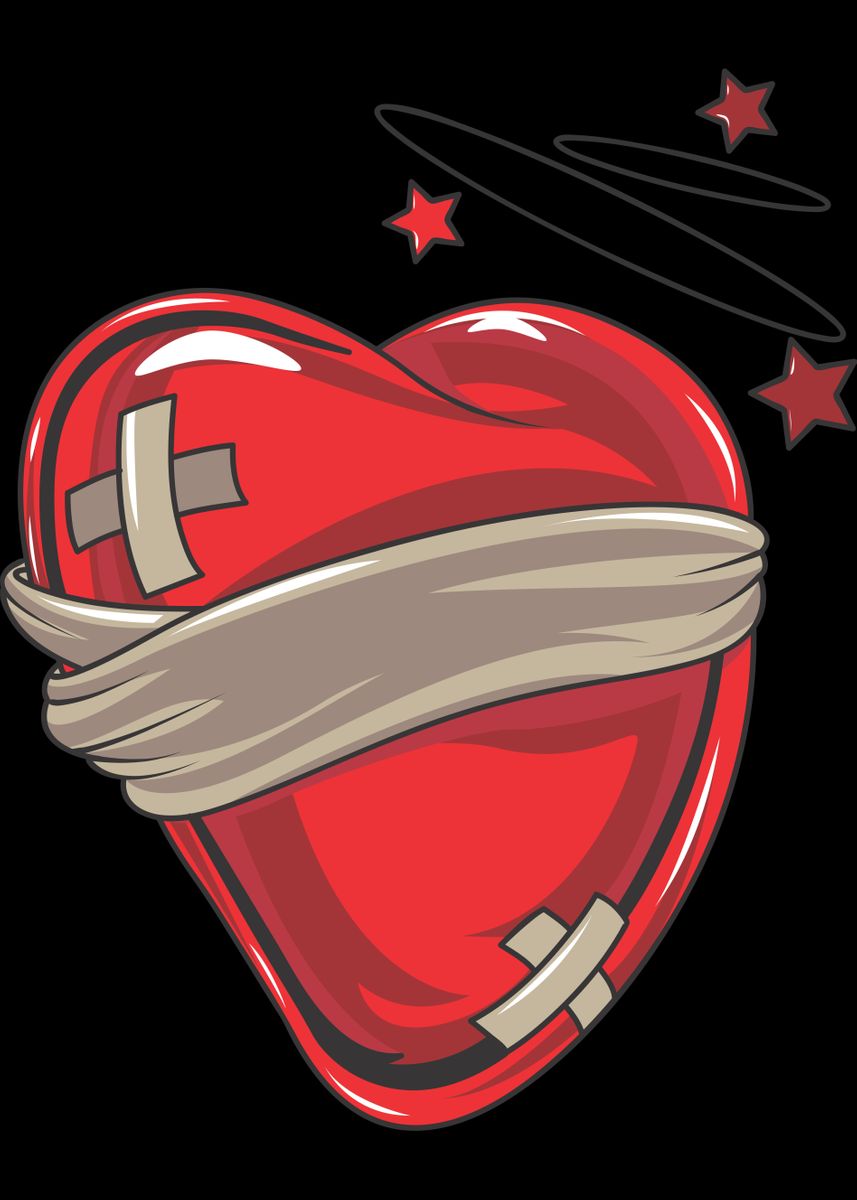 'Heart Patch Heal' Poster, picture, metal print, paint by ...