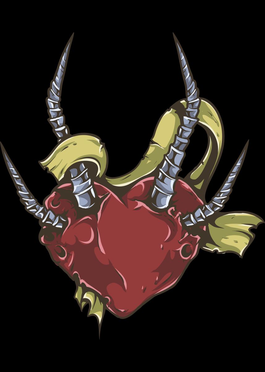 'Heart Horns Fabric Drawing' Poster, picture, metal print, paint by ...