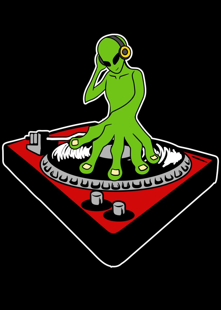 'Rave Alien Techno Hardtek' Poster, picture, metal print, paint by ...