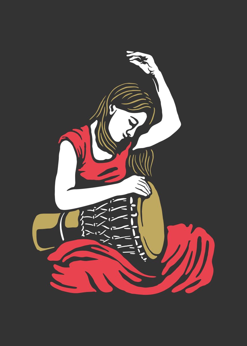 'Female Percussionist' Poster, picture, metal print, paint by ...