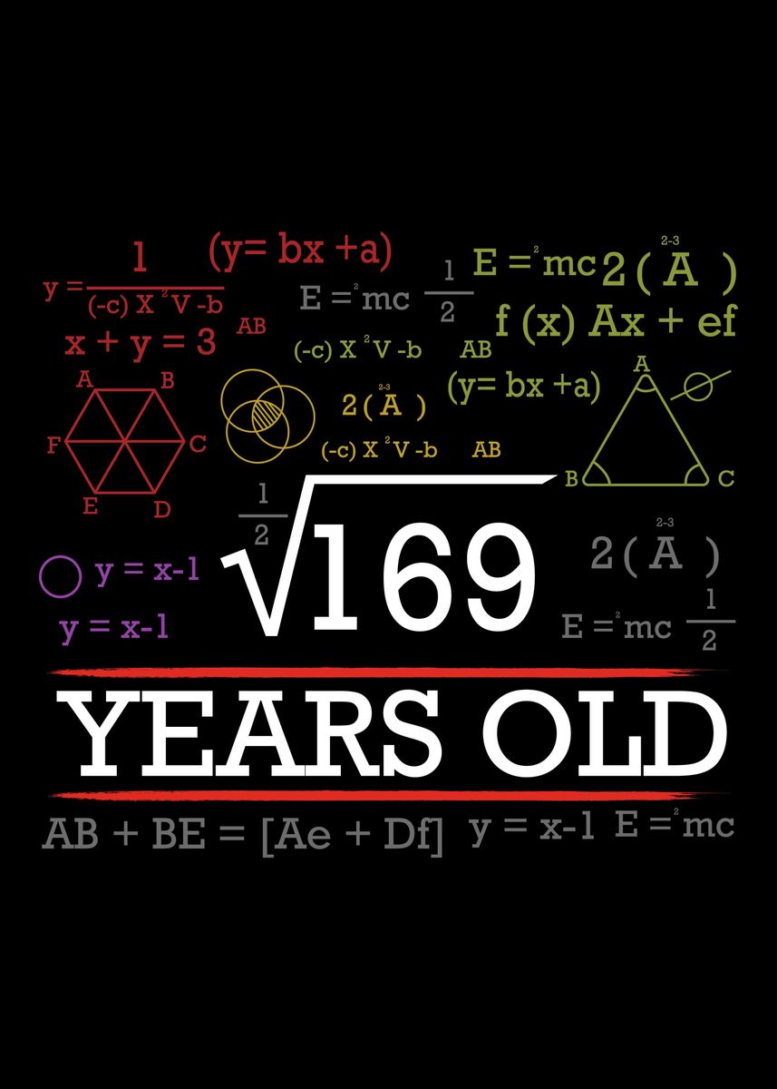 'Square Root of 169 13th Bi' Poster, picture, metal print, paint by ...