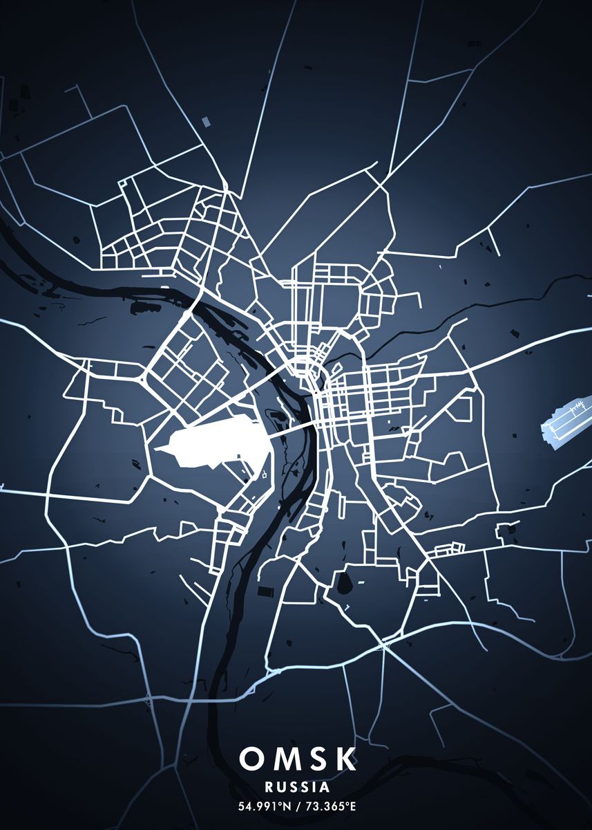 'Omsk Map Posters' Poster, picture, metal print, paint by Merah Djoeang ...