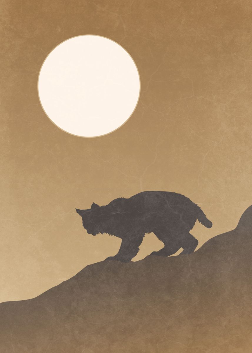 'Desert Bobcat Landscape' Poster by StrangeFrontierArt | Displate