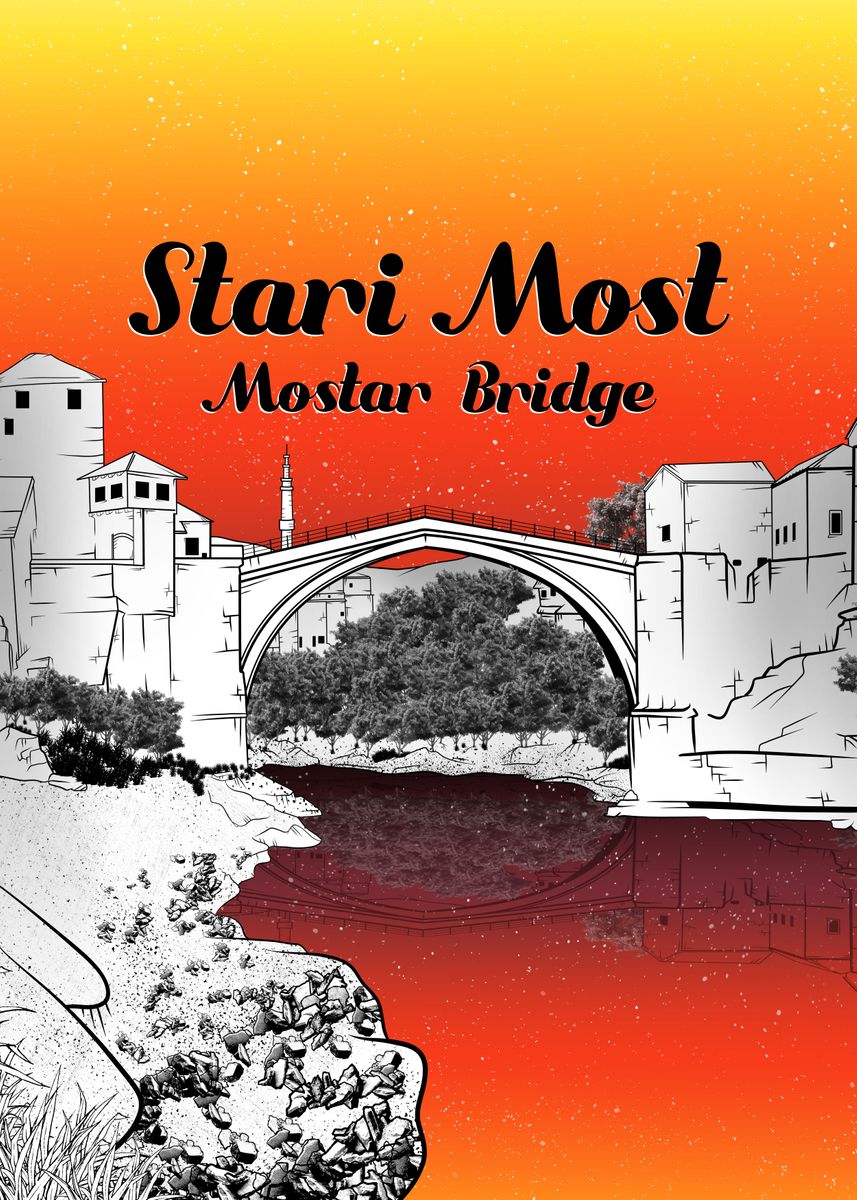 'Stari Most' Poster, picture, metal print, paint by mailbox disco ...