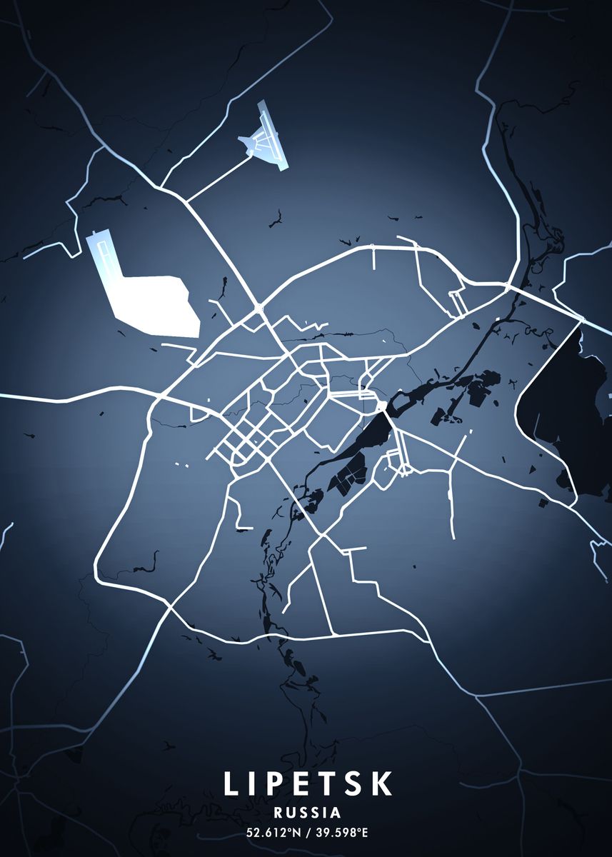 'Lipetsk Map Posters' Poster, picture, metal print, paint by Merah ...