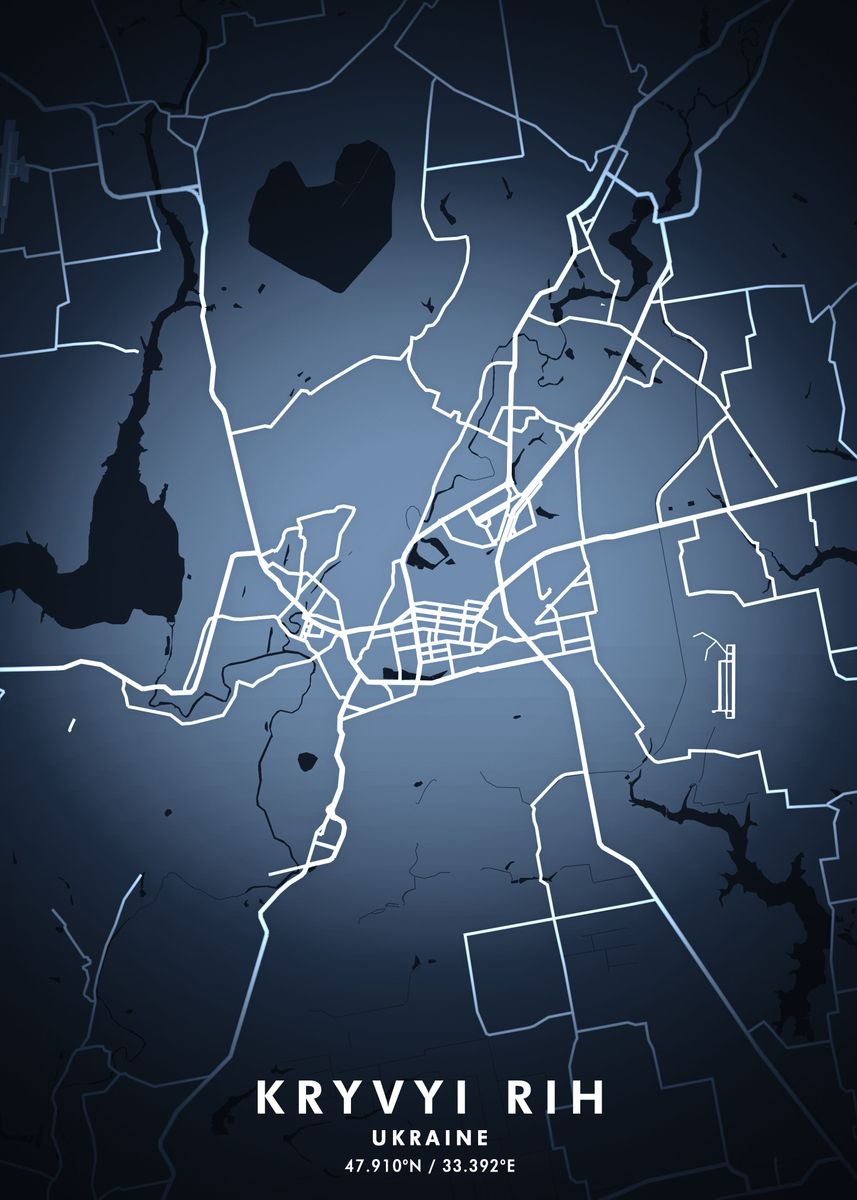 'Kryvyi Rih Map Posters' Poster by Merah Djoeang | Displate