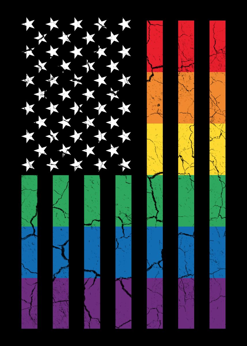 'USA Rainbow Flag' Poster, picture, metal print, paint by Cooldruck ...