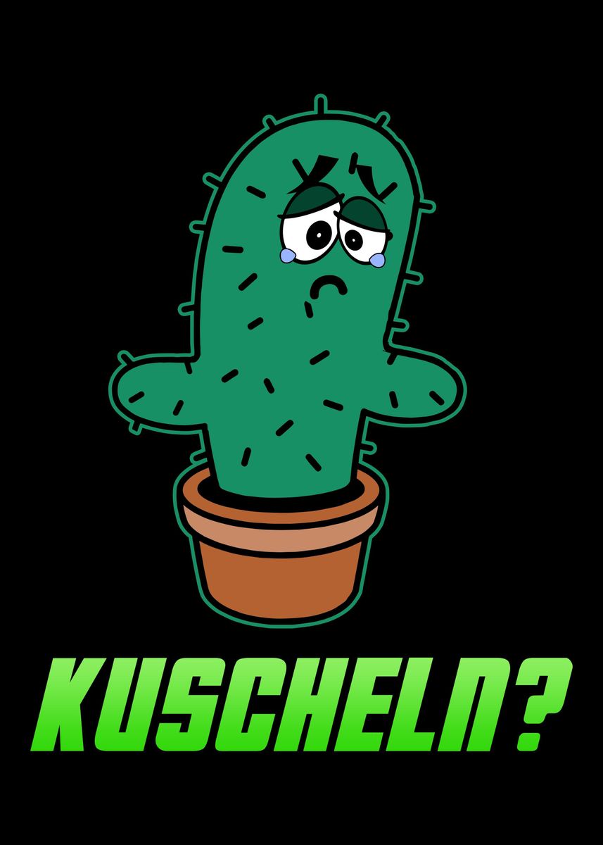 'Cactus cuddling sad cactus' Poster, picture, metal print, paint by ...