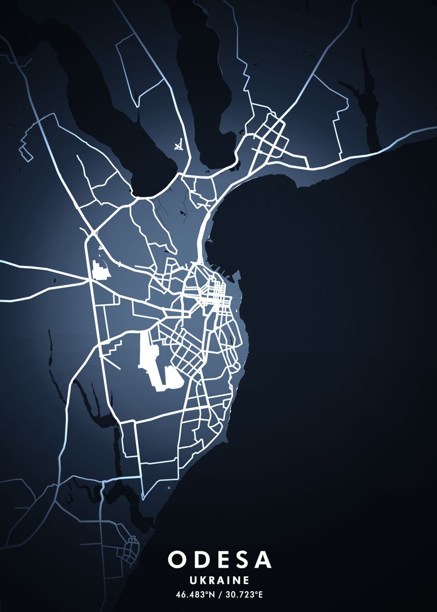 'Odesa Map Posters' Poster, picture, metal print, paint by Merah ...