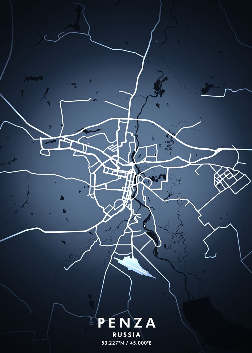 'Penza Map Posters' Poster, picture, metal print, paint by Merah ...