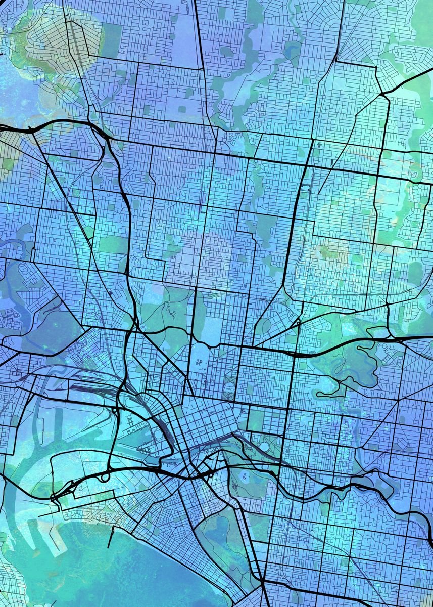 'Melbourne Street Map' Poster, picture, metal print, paint by Dany ...