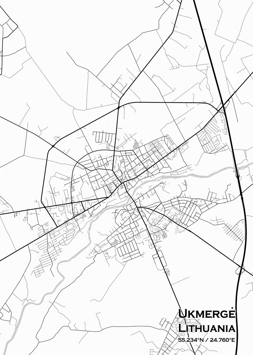 'Ukmerge White Map' Poster, picture, metal print, paint by Wall Art ...