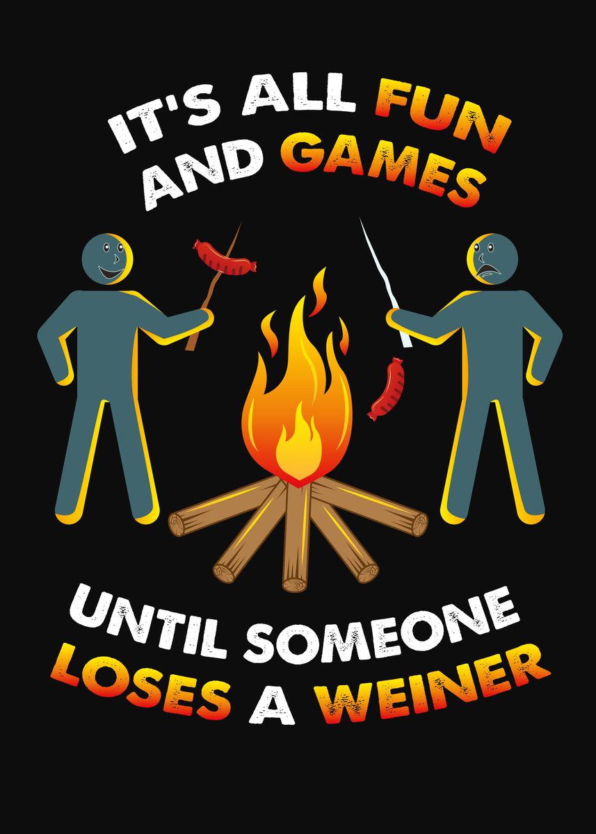 'Funny Camping Camp Fire' Poster, picture, metal print, paint by Andrea ...