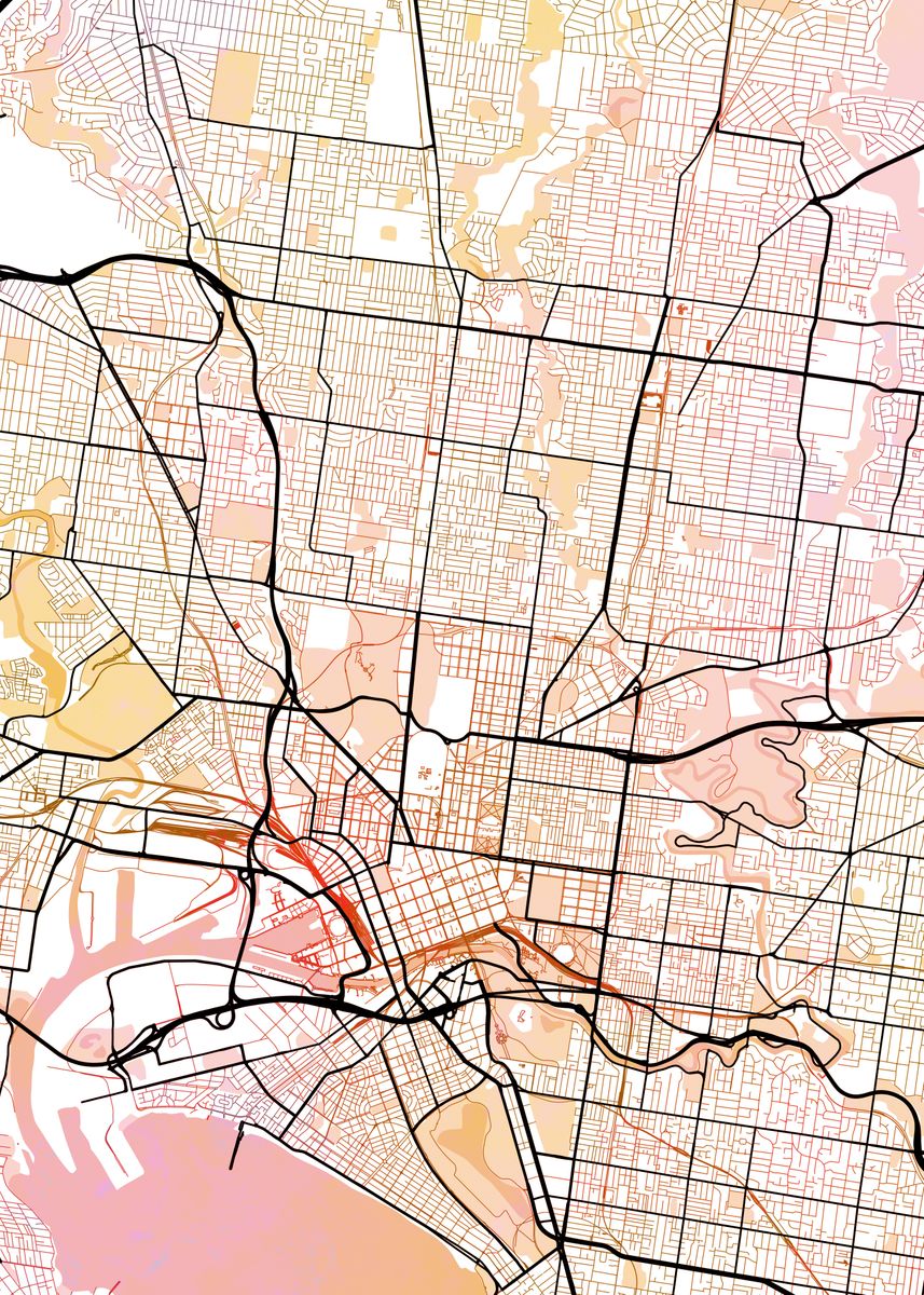 'Melbourne Street Map' Poster, picture, metal print, paint by Dany ...
