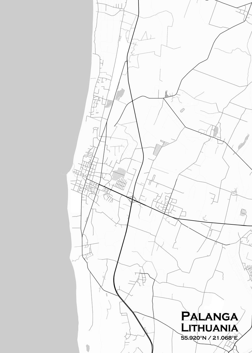 'Palanga White Map' Poster by Wall Art Physical | Displate