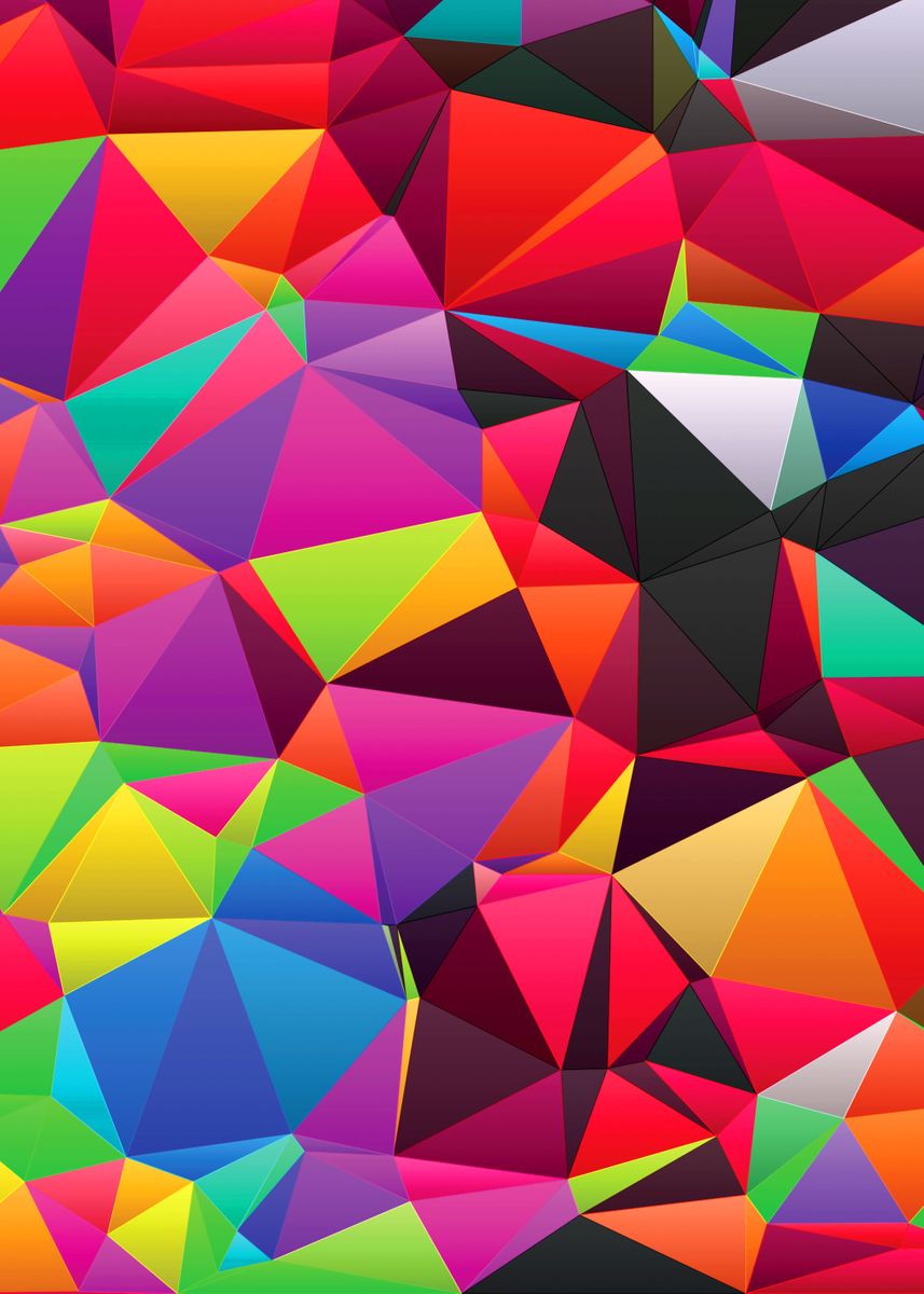 'Colorful Low Poly Art' Poster, picture, metal print, paint by ...
