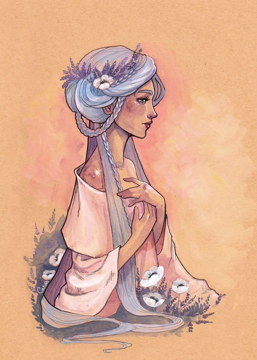 'Lavender and White Poppies' Poster, picture, metal print, paint by ...