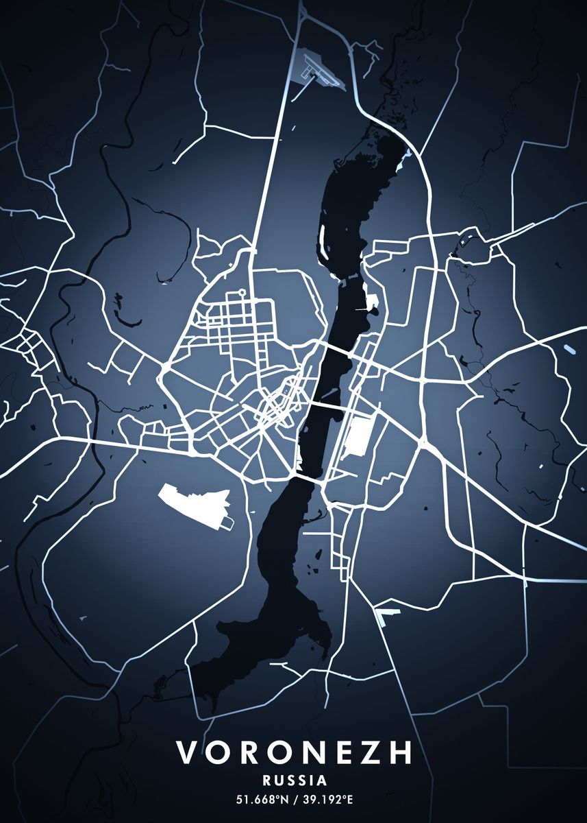 'Voronezh Map Posters' Poster, picture, metal print, paint by Merah ...
