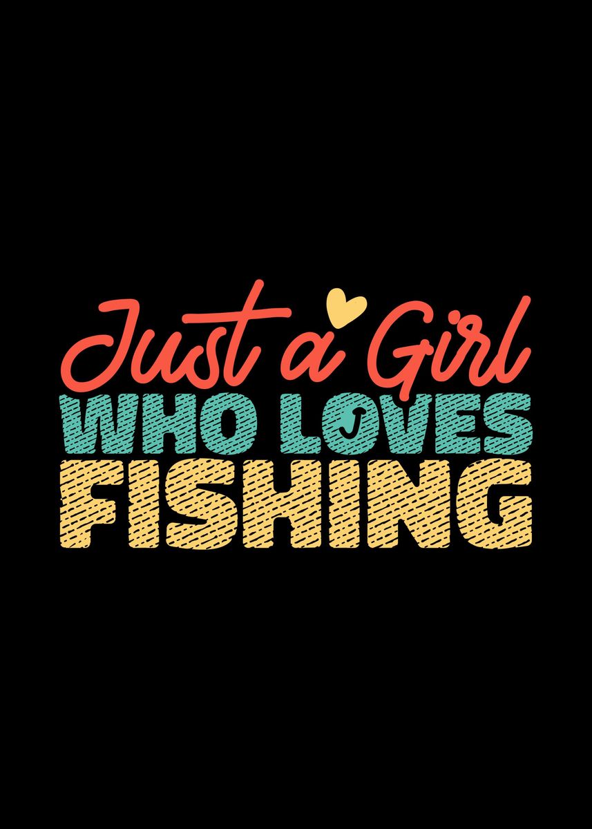 'Fishing Love Girl' Poster, picture, metal print, paint by Mealla ...
